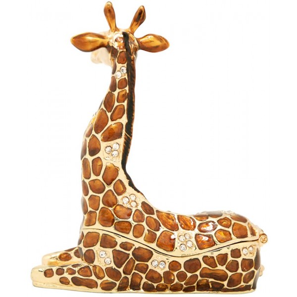 Giraffe Sitting Jeweled Trinket Box | pewter | jewelled trinket collectible