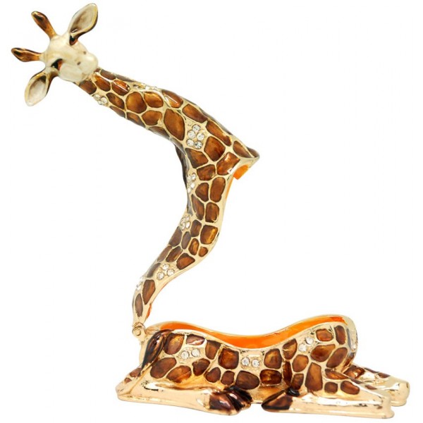Giraffe Sitting Jeweled Trinket Box | pewter | jewelled trinket collectible