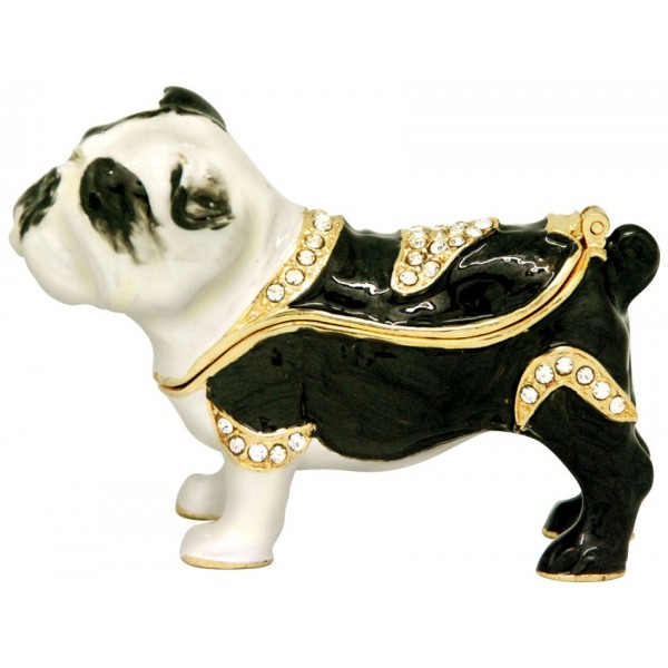 trinket box , bull dog Black, faberge, bejewelled, jeweled, collectable