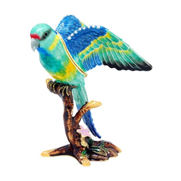 Jeweled Trinket Box| Ringneck Parrot | Australian | jewelled| collectible