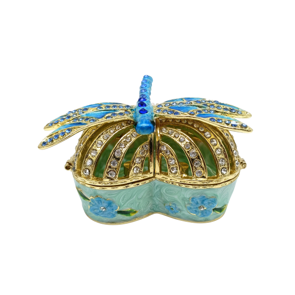 Jeweled Trinket Box | Dragonfly Blue Box | jewelled trinket collectible