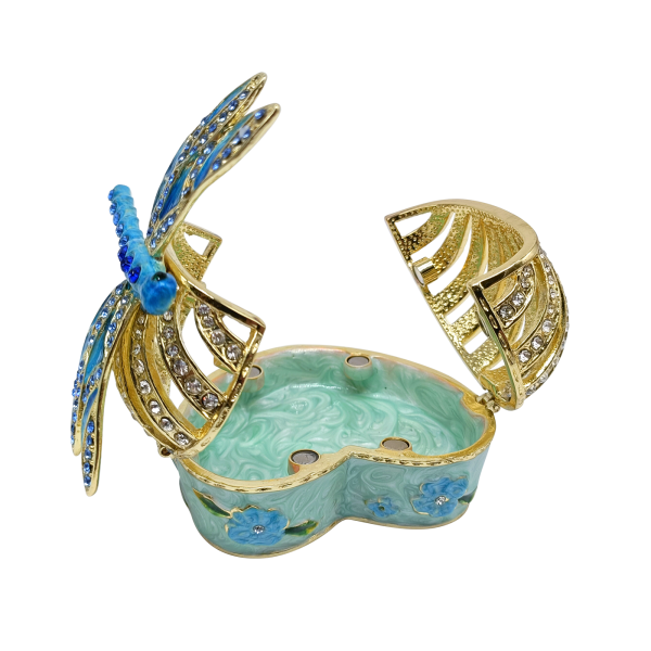 Jeweled Trinket Box | Dragonfly Blue Box | jewelled trinket collectible