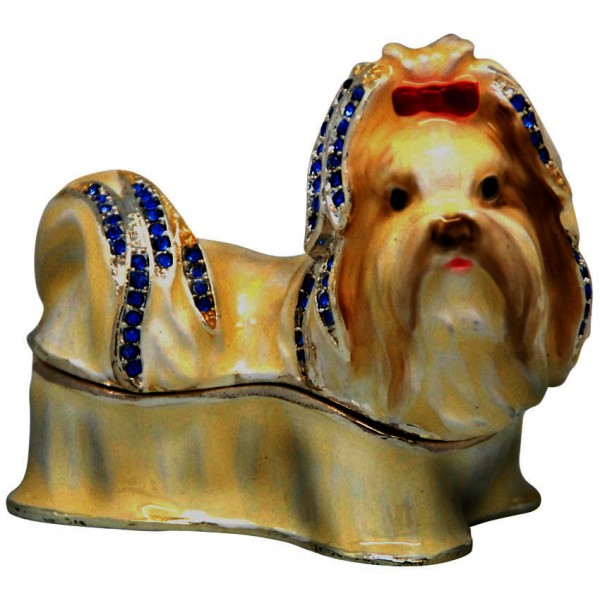 Jeweled Trinket Box | Shih Tzu Dog | jewelled trinket collectible