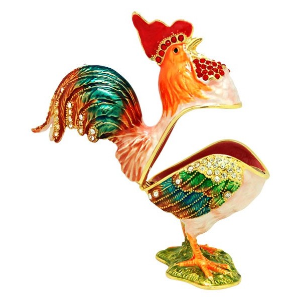 Jeweled Trinket Box| Rooster | pewter| jewelled trinket| collectible