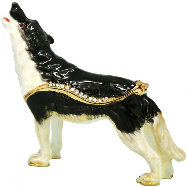 Jeweled Trinket Box| Wolf | pewter| jewelled trinket| collectible