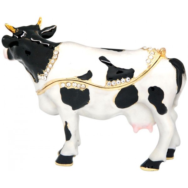 Jeweled Trinket Box| Cow | pewter | jewelled trinket collectible