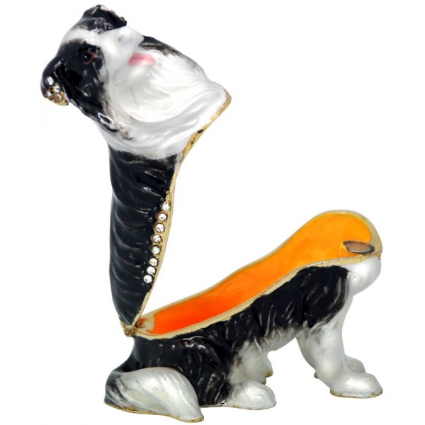 Jeweled Trinket Box | Border Collie Dog | jewelled trinket collectible