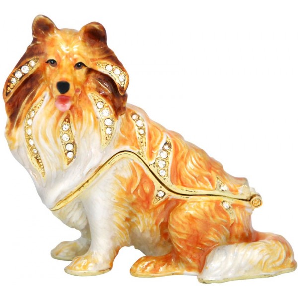 Jeweled Trinket Box | Shetland Dog | jewelled trinket collectible