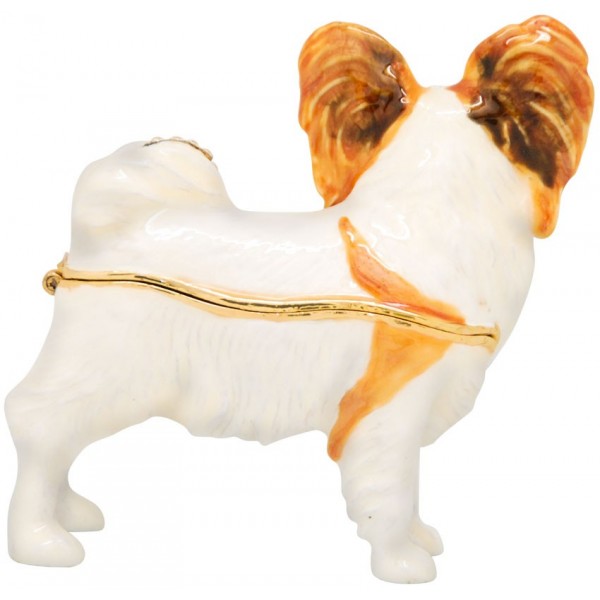 Jeweled Trinket Box | Papillon Dog | jewelled trinket collectible