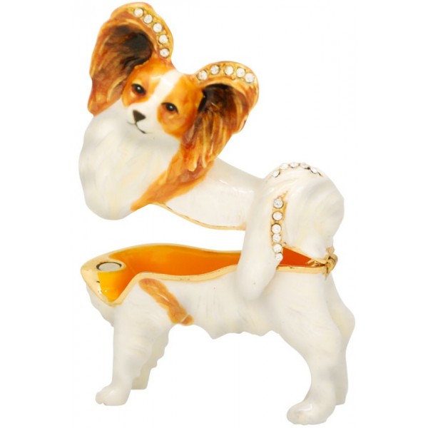 Jeweled Trinket Box | Papillon Dog | jewelled trinket collectible
